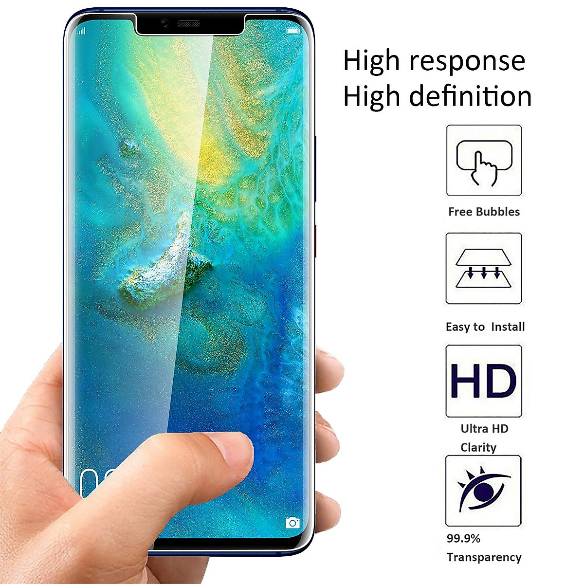 Orzero (2 Pack) Soft TPU Screen Protector Compatible for Huawei Mate 20 Pro, HD Premium Quality Edge to Edge (Full Coverage) High Definition Anti-Scratch Bubble-Free