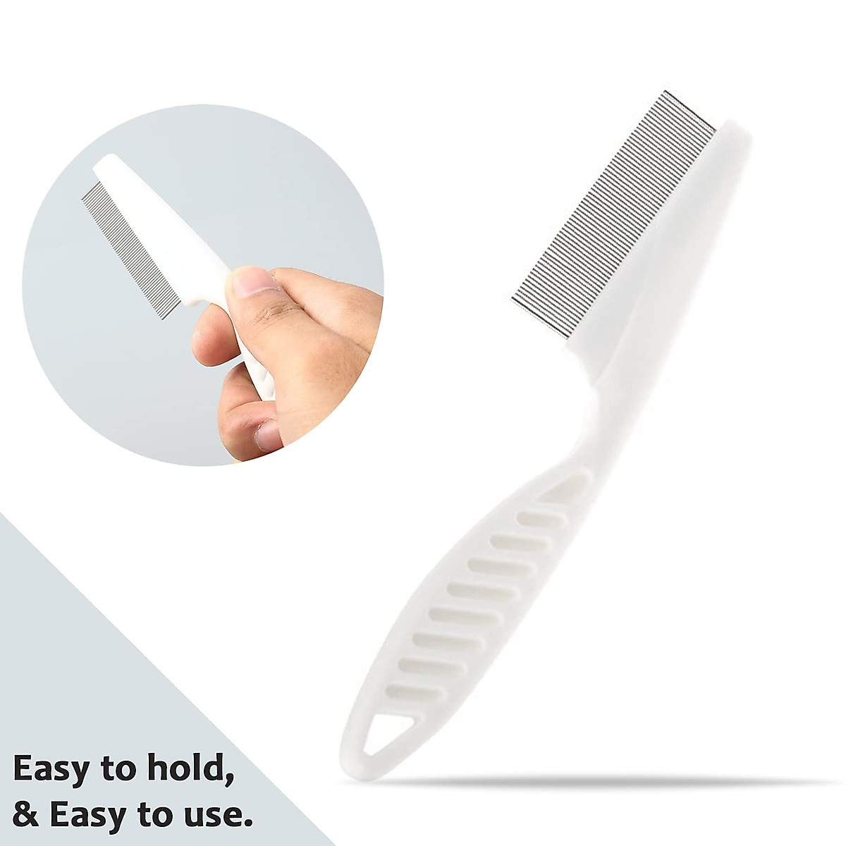 1 Piece Metal Hair Nit Comb With Long Handle Remove Head Nits Fine Metal Tooth Nit Comb For Adults Kids And Pets (White)