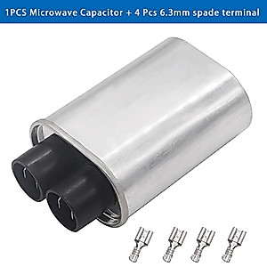 Tnisesm Microwave Capacitor 0.95uF 2100V, High Voltage Capacitor 1/4" Standard Terminal Connection Pin, Compatible with Whirlpool etc.