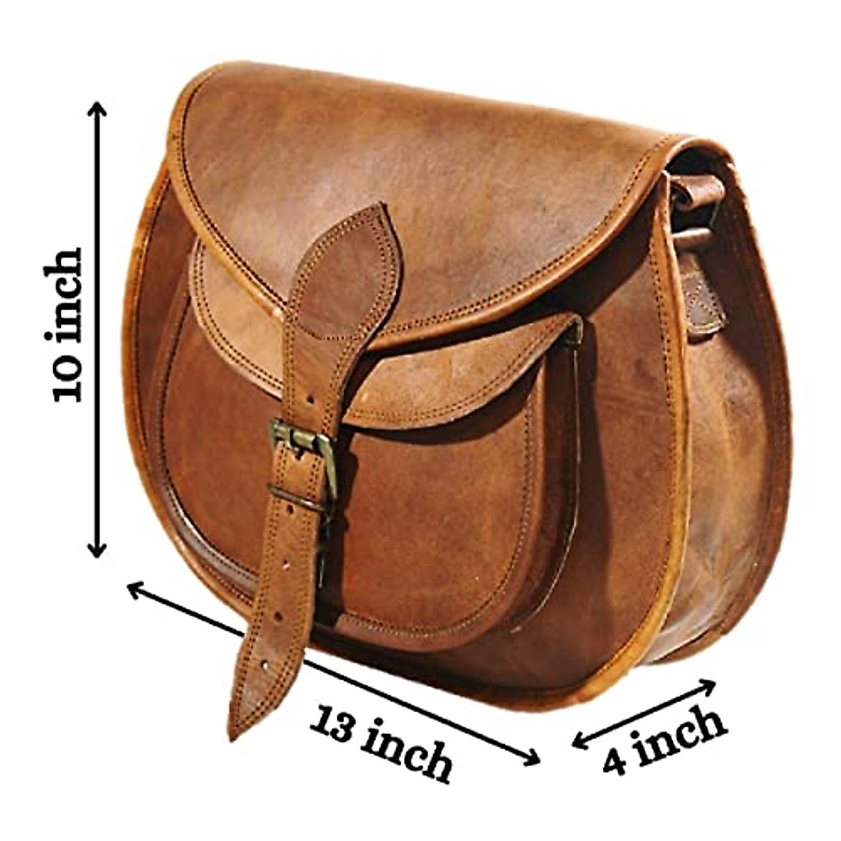 Satchel And Fable Handmade Women Vintage Style Genuine Brown Leather Cross Body Shoulder Bag Handmade Purse