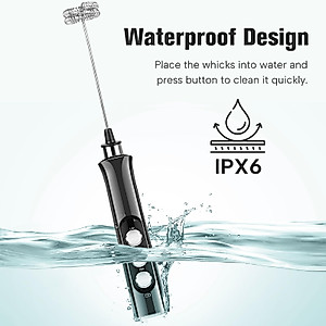 Rechargeable Milk Frother Handheld for Coffee, Stirrers Electric Whisk with Wall Mounted Stand, Drink Mixer Hand Frother Wand (MF02)