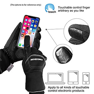 KINGSBOM -40F° Waterproof & Windproof Thermal Gloves - 3M Thinsulate Winter Touch Screen Warm Gloves - for Cycling,Riding,Running,Outdoor Sports - for Women and Men(Black,Large)
