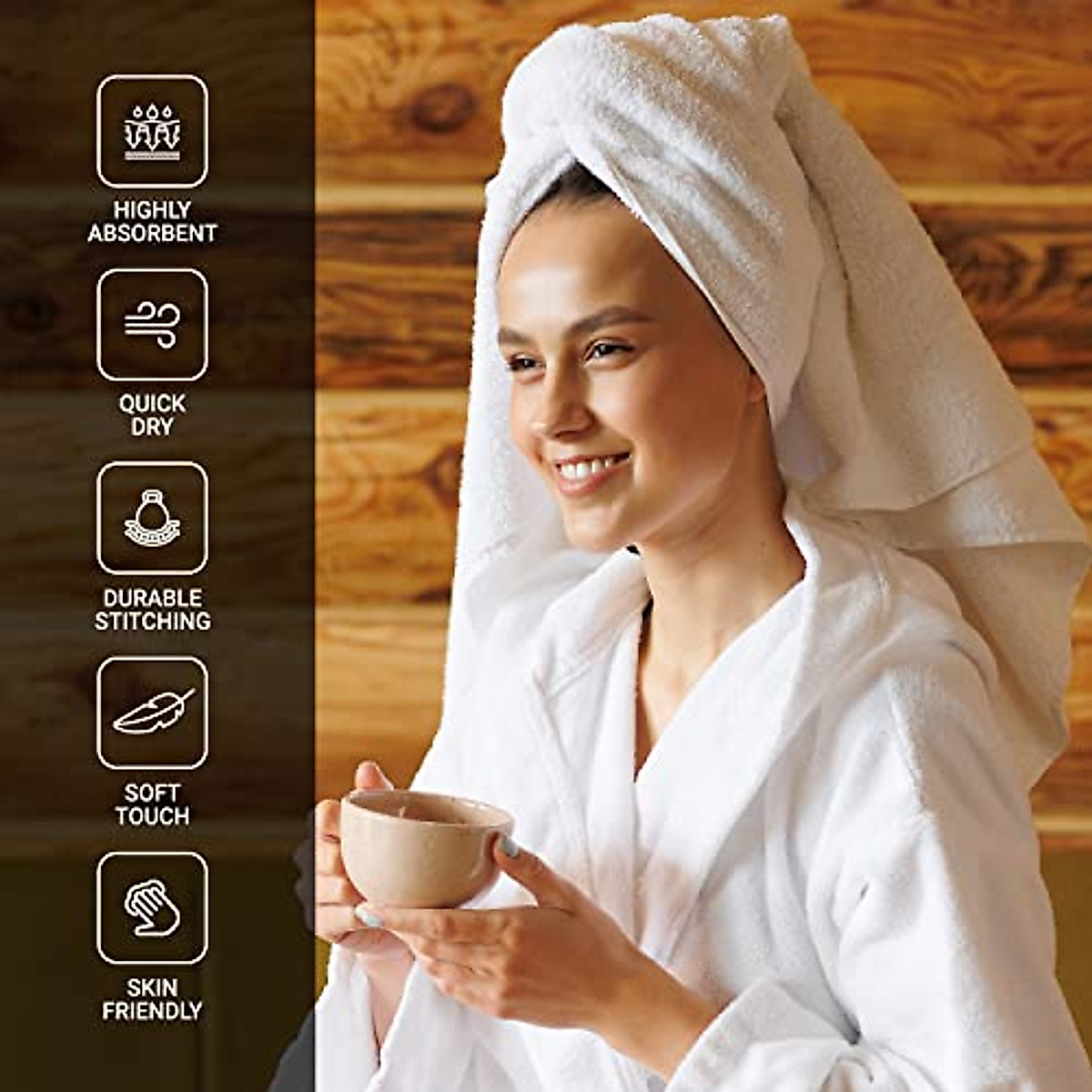 Infinitee Xclusives Premium White Bath Towels for Bathroom Set of 4 (27x54 Inches), 100% Soft Ring-Spun Cotton Bathroom Towels, Quick Dry, Durable, Ideal for Daily Use (Brilliant White)