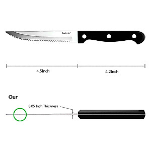 faderic 12-piece Serrated-Steak Knives, Black Full-Tang Triple Rivet Steak Knife Set,Stainless steel Sharp Blade,8.7 Inch,Dishwasher Safe