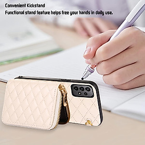 Furiet Detachable Crossbody Strap Wallet Case for Samsung Galaxy A32 5G 2021 6.5 inch Zipper Purse, Multi Card Slots and PU Leather Stand Phone Cover for M32 G5 A 32 32A S32 SM-A326U A326U Women Beige