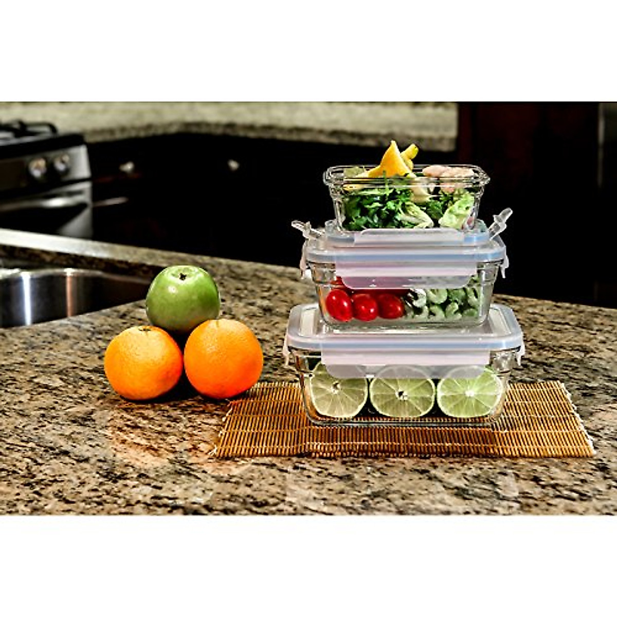 Glasslock 6-Piece Rectangle Oven Safe Container Set