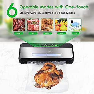 INKBIRD Food Vacuum Sealer Machine, Sealing-Time Countdown& Viewable Window, Automatic Food Sealer, Built-in Cutter and Roll Storage(Up to 20ft), One-Touch Moist Modes for Seasoned Meat, 5-Modes for Daily Need, LED Indicator, Starter Kit with Vacuum Seale