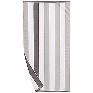 Amazon Basics Oversized Premium Cotton Beach Towel - Pop Stripe - Gray/Dark Gray, 36" x 72", 2-Pack