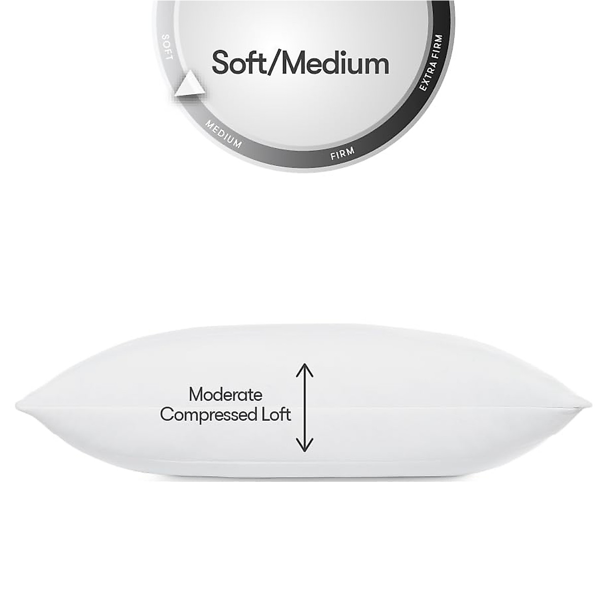 Serta Down Illusion Soft Hypoallergenic Soft/Medium Bed Pillows for Side, Stomach or Back Sleepers (2 Pack), King, White