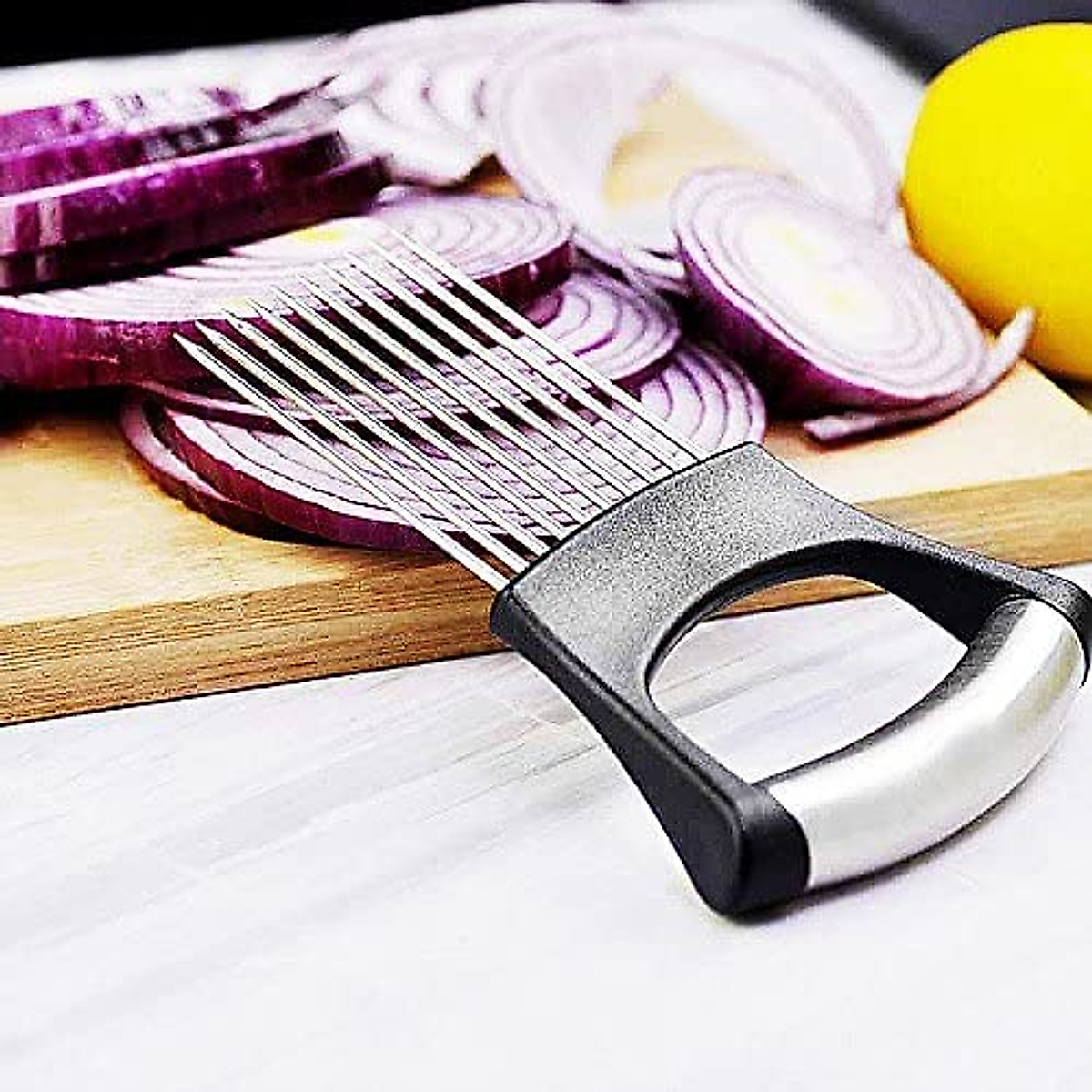 Boolavard The Best Onion Holder for Slicing All-In-One | Potato holder | Onion Cutter | Onion Chopper Stainless Steel