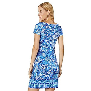 Lilly Pulitzer UPF 50+ Sophiletta Dress Blue Tang Flocking Fabulous Engineered Dress XL