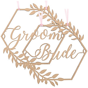 GOOHOCHY 1 Set wedding chair sign mr and mrs wooden signs groom to be wedding aisle groom bride door hanger wedding wood plaque wedding chair decorations bridegroom rural the banner