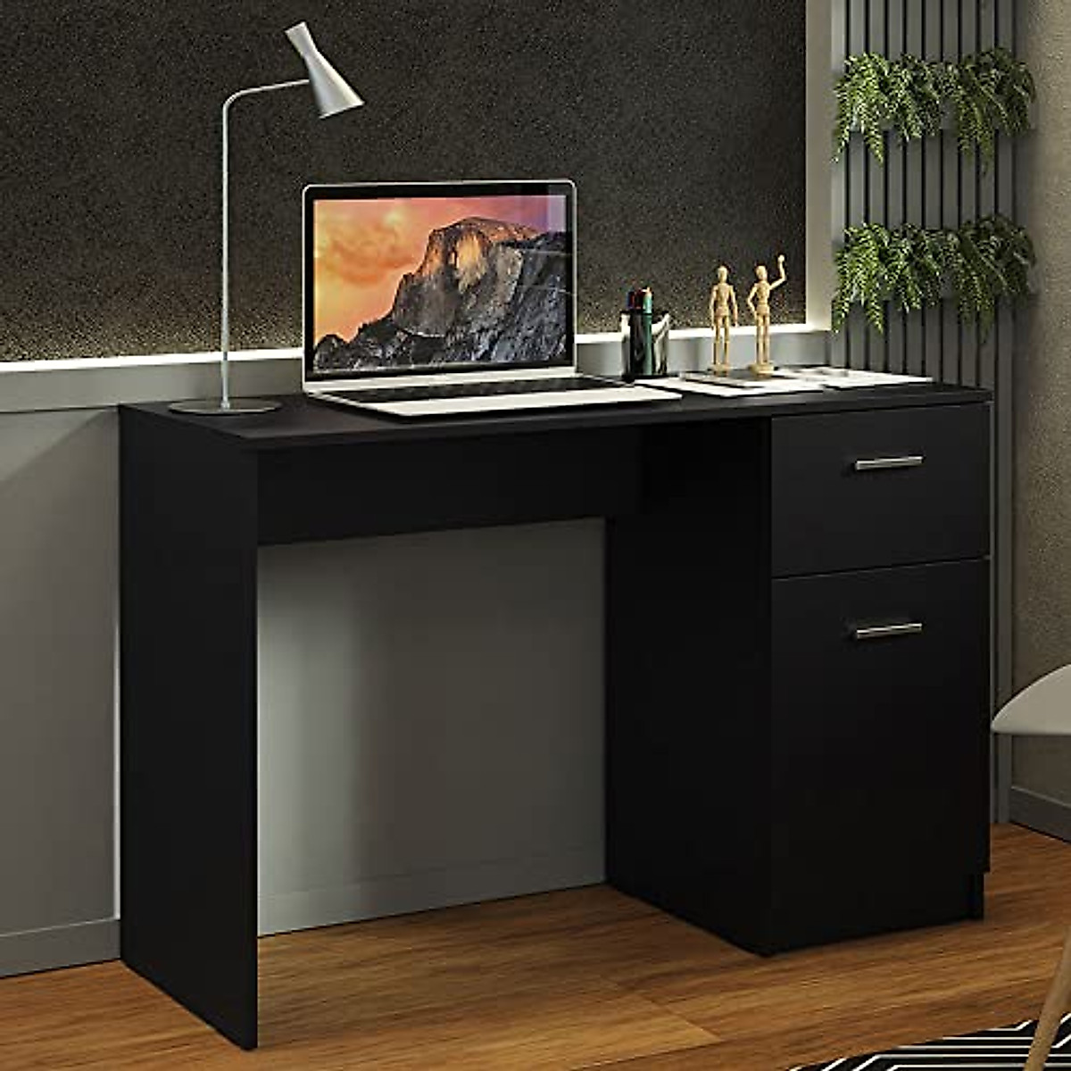 Madesa Compact Computer Desk Study Table for Small Spaces Home Office 43 Inch Student Laptop PC Writing Desks with Storage and Drawer - Black