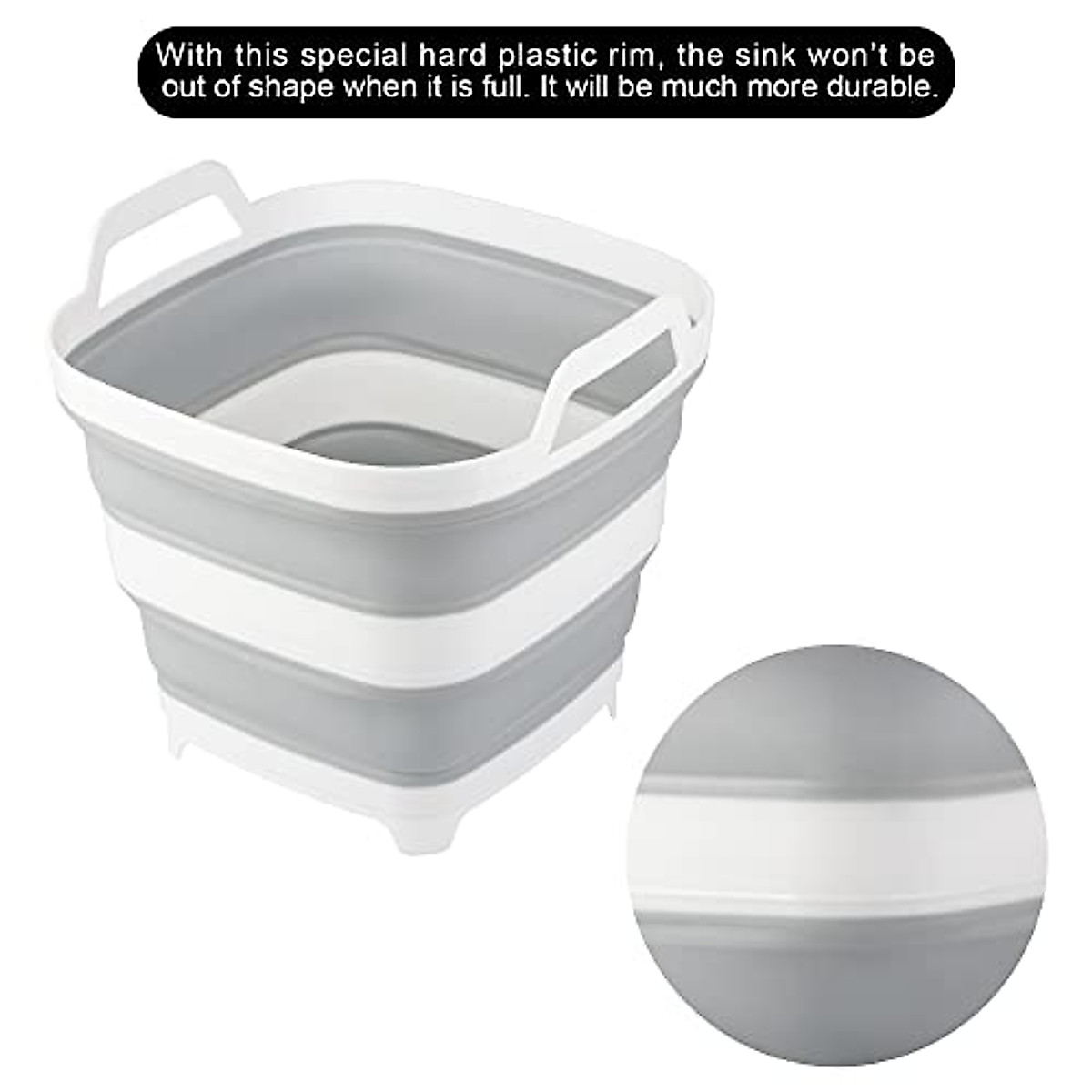 2 Pack Collapsible Ice Bucket with 2.77 Gal / 10.5L Each, Foldable Bottle Drink Cooler for Wine, Beer and Champagne, Space Saving Tub for House Cleaning, Outdoor Waterpot for Garden or Camping