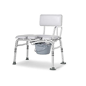 Lumex 3-in-1 Tub Transfer Bench & Shower Chair with Commode - Waterproof Padded Cushions - 7956KD-1