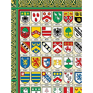 Historic Families Irish Family Crest Coat of Arms Poster Map Ireland
