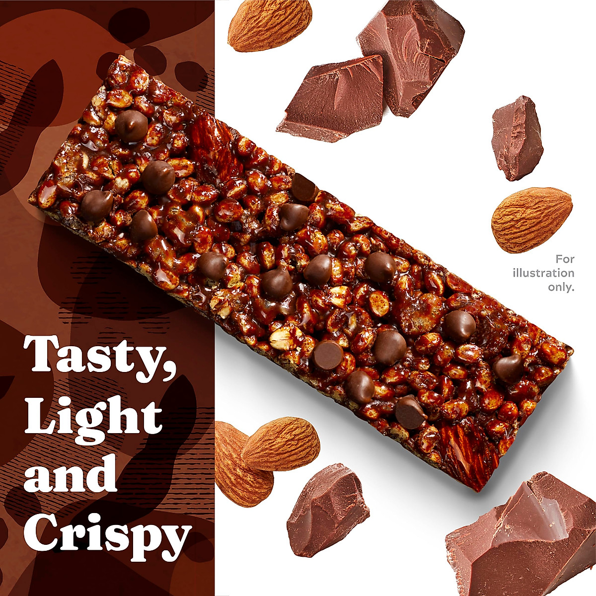 Simply Protein - Dark Chocolate Almond Crispy Bars - Plant Based Protein Bars - Low Carb, Low Sugar, High Fiber - 13g Protein, 2g Sugar, 7g Fiber - Vegan, Gluten Free, Non GMO, Kosher - 12 Bars