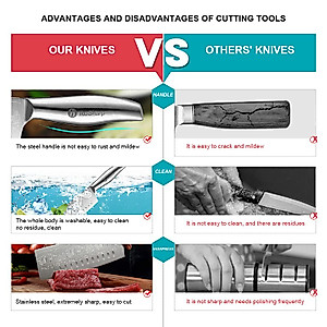 TooSharp Nakiri Knife 7 Inch, Update Fit/304 Stainless Steel Handle,Vegetable Kitchen Knife, Good Sharp Helper for Cooking, Meat, Home and Kitchen