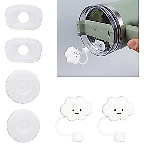 Spill Stopper Set for Stanley Cup 1.0 40oz / 30oz, 6pcs Silicone Leak Proof Straw Stopper Plug for Stanley Tumbler with Handle, With 2 Straw Cover Cap, 2 Lid Leak Stopper, 2 Anti Spill Stopper