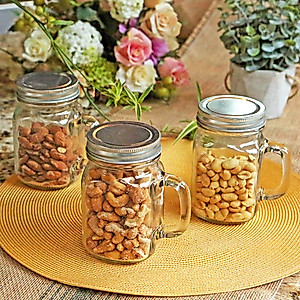 Kate Aspen Large Glass Jars with Lids and Handles, Mason Jars Mugs, Drinking Glass and DIY Favor Decor, Wide Mouth, 12 oz. (1)
