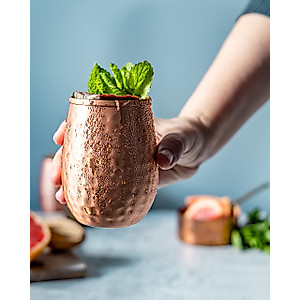 Kosdeg Copper Cups - 12 Oz set of 4 - A Unique Way To Enjoy Wine - The Perfect Pure Copper Tumbler for Water - Copper Drinking Cups Better Than Glasses or Plastic - Moscow Mule Copper Cup For Drinking
