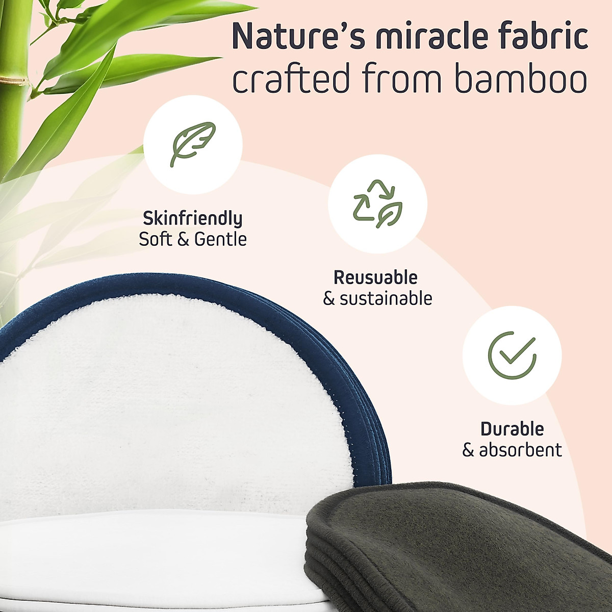 Ecolifestyle Reusable Makeup Remover Pads (20 Pack) - Reusable Cotton Rounds with Laundry Bag & Metal Storage Box | Eco-Friendly, Zero Waste | Bamboo, Terry & Charcoal Washable Face Pads