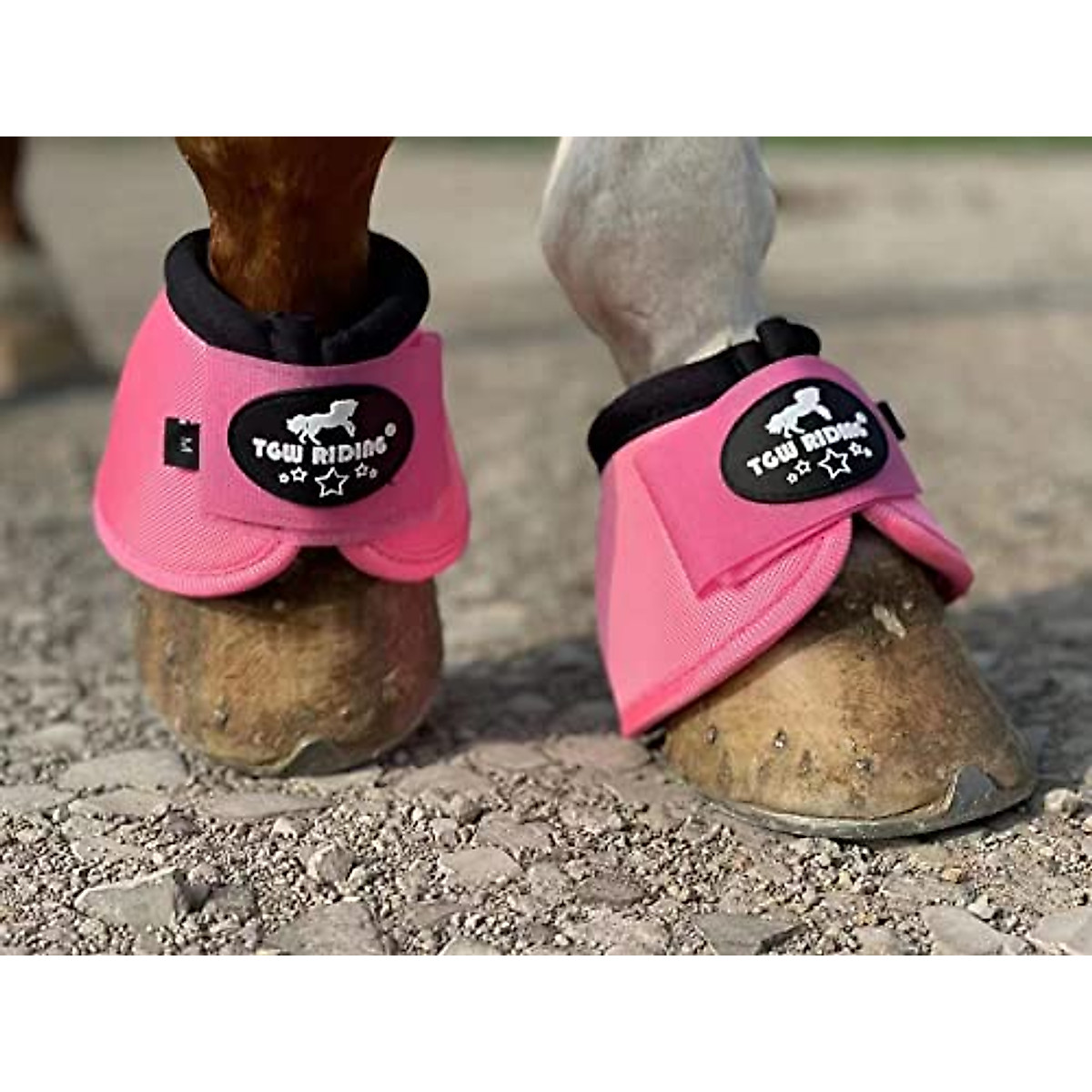TGW RIDING No-Turn Horse Bell Boots, Equine Ballistic Hoof Overreach Bell Boot, Pair (L, Pink)…