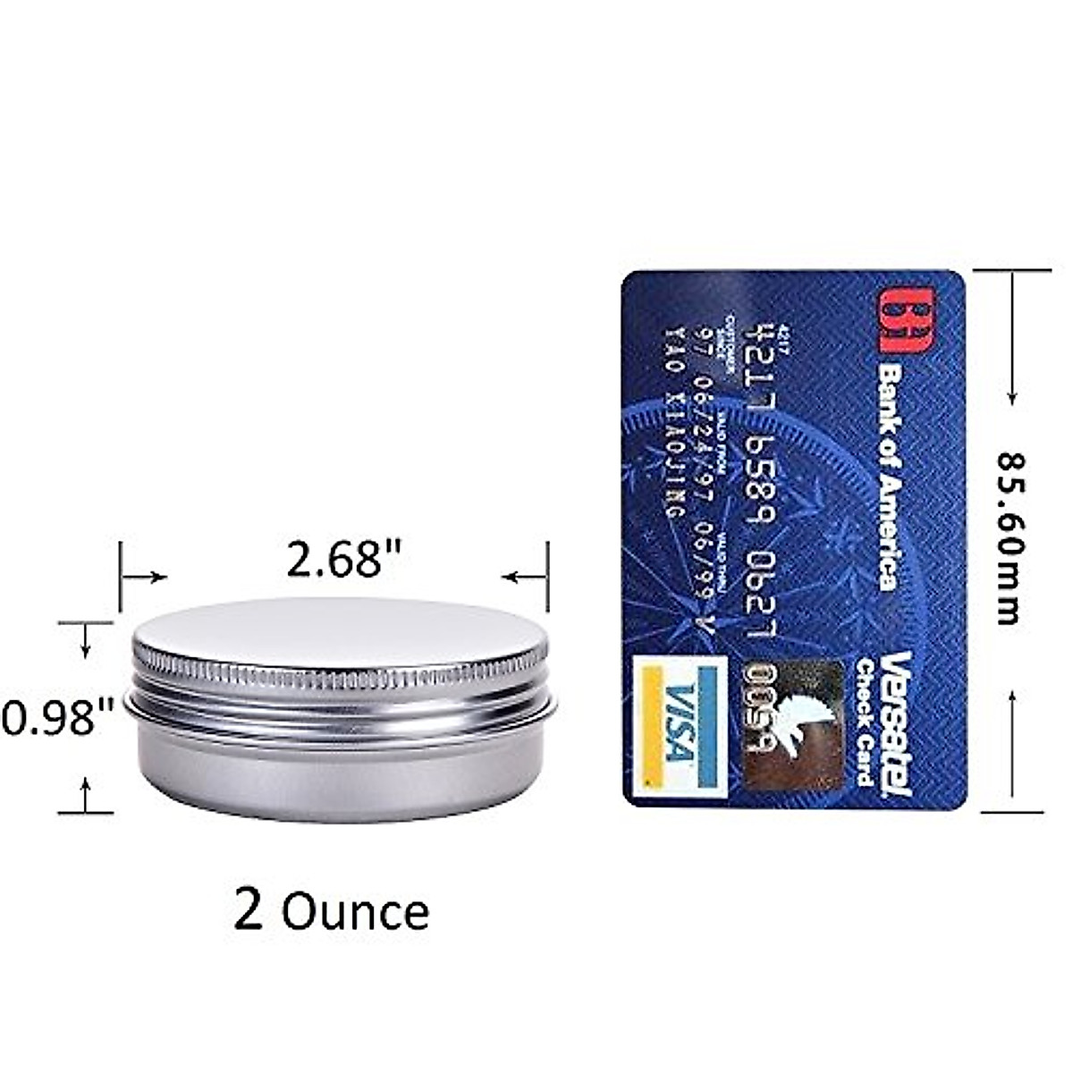 YQ 2 Oz Aluminum Tins Cans 28 Pack Round Storage Jars Containers Screw Lids Metal Tins Travel Tins Cosmetic Refillable Containers(Silver)