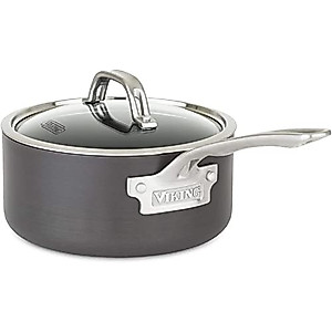 Viking Culinary Hard Anodized Nonstick Saucepan, 3 Quart | Includes Glass Lid, Interior Measurment Markings & Stay-Cool Handle | Dishwasher, Oven Safe