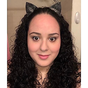 Merroyal Glitter Cat Ears Headband Halloween Fancy Dress Cat Woman Hairband Cosplay (Black)