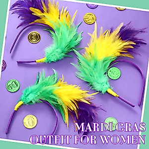 Tarpop 3 Pcs Feather Fascinator Headbands Mardi Gras 1920's Women's 20s 50s Hat Tea Party Cocktail Wedding Headpiece for Women Kentucky Headpiece Derby Headband Hat, Birthday Party Gifts