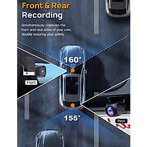 Dash Cam Front and Rear 4K+1080P WiFi Dash Camera for Cars with App, 24 Hours Parking Mode, G-Sensor, Loop Recording, Support 256GB Max