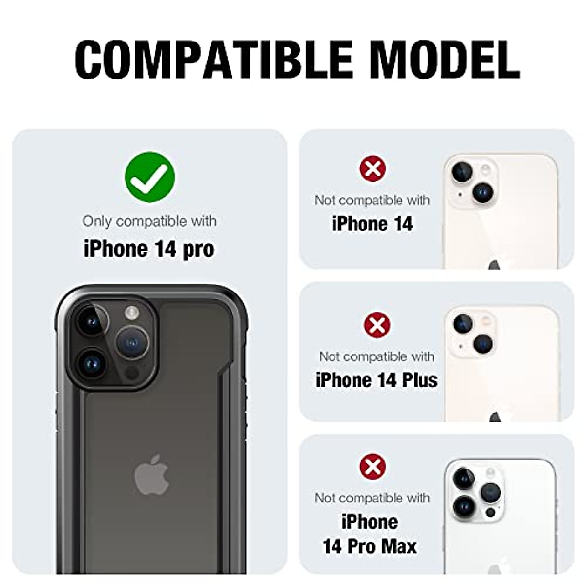 RAPTIC Shield for iPhone 14 Pro Case, Shockproof Protective Clear Case, Military Grade 10ft Drop Tested, Durable Aluminum Frame, Anti-Yellowing Technology Case, 6.1 inch, Black