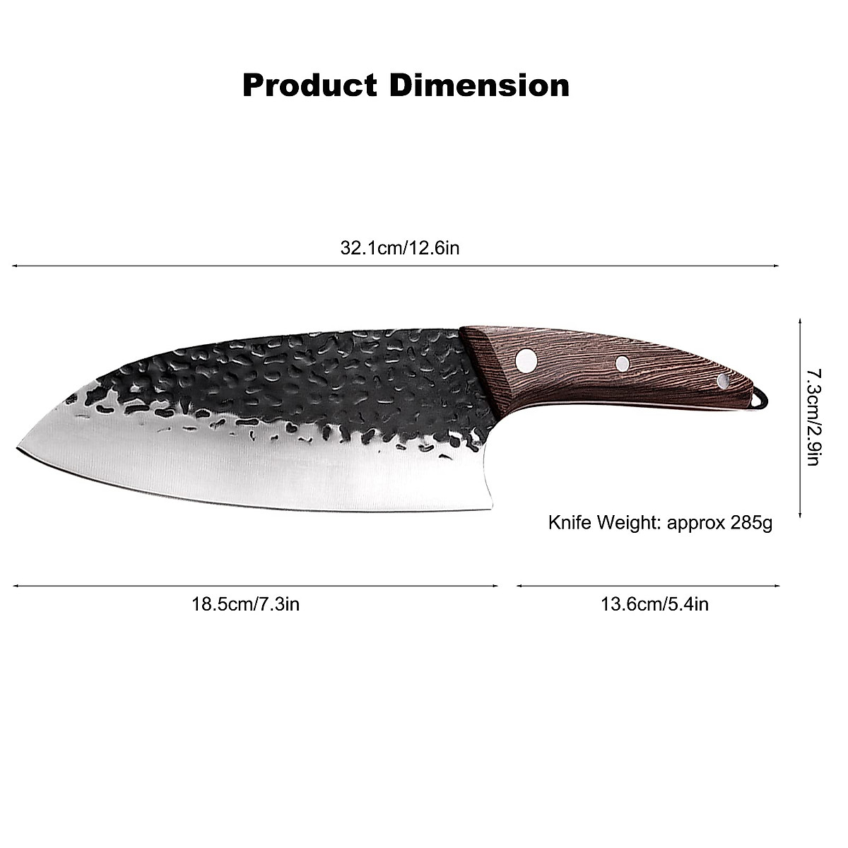 iSMLIKE 7 Inch Chef Knife Handmade Forged Retro Meat Cleaver Professional High Carbon Stainless Steel Kitchen Knives with Full Tang Wenge Wooden Handle Cooking Knife