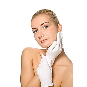 White Cotton Gloves, Anezus 6 Pairs Cotton Gloves Large Cloth Gloves for Women Dry Hands Eczema Moisturizing Serving Archival Cleaning Jewelry Silver Costume Inspection