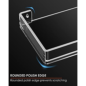 MaxGear Acrylic Shelves Clear Floating Shelves for Wall, Heavy Duty Acrylic Clear Display Shelves with Edge, 5mm Extra Thicker Hanging Shelves Floating Bookshelves for Bathroom, Bedroom, Kitchen