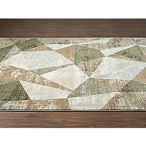 Abani Savoy Collection Area Rug - Green and Cream Geometric Design - 7'9"'x10'2 -Easy to Clean - Durable for Kids and Pets - Non-Shedding - Medium Pile - Soft Feel -for Living Room, Bedroom & Office