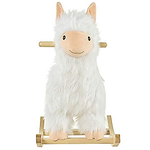 Qaba Kids Ride-On Rocking Horse Toy Llama Style Rocker Soft Plush Fabric for Children 18-36 Months