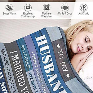 Azefun Anniversary Wedding Gifts for Couples,Romantic Gifts for Him, Soft Light Warm Fleece Blanket for Sofa Bedroom,Travel, Air Conditioner Blanket (Husband, 50 * 60 inch)