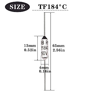 Tnisesm 10 Pcs 184 C Metal Thermal Cutoffs Thermal Fuse 10A 250V with Non-Insulated Butt Connectors(22-18 AWG) for Motor Transformer Electric Industrial Home Appliance 184°+BN0.75