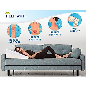 Bed Wedge Pillow Cooling Memory Foam Top – 10" 24" 24" Elevated Support Cushion, Triangle Wedge Pillow for Sleeping, Lower Back Pain, Acid Reflux, Heartburn, Allergies, Snoring – Removable Cover