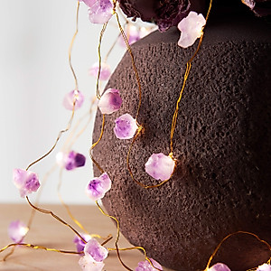 Nature Amethyst Crystal String Lights for Bedroom 10FT 40LEDs USB/Battery Operated Grape Crystal Light Pure Purple Fairy Lights Plug in for Natural Life Cute String Lights for Office