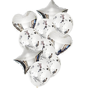 Silver Metallic Foil Confetti 8000 Pcs Shiny Round Table Confetti for Fill Balloon Wedding Graduation Party Decorations,60g of pack