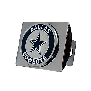 Dallas Cowboys NFL Chrome Hitch Cover with 3D Colored Team Logo by FANMATS - Unique Round Molded Metal Design – Easy Installation on Truck, SUV, Car - Ideal Gift for Die Hard Football Fan
