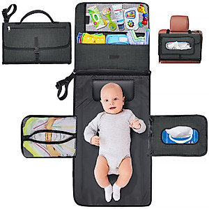 Gimars Portable Baby Changing Pad, 27.5 * 14 inchs Travel Diaper Changing Pad,Waterproof & Easily Cleanable Detachable Portable Diaper Changing Mat Kit, Baby Shower Gifts, Newborns Essentials