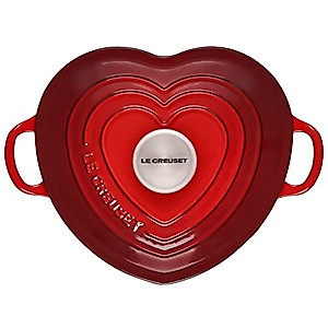 Le Creuset Signature Enameled Cast Iron Figural Heart Cocotte, 2 Quart, Cerise with Stainless Steel Knob