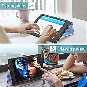 COOWPS Folio Case for Amazon Fire HD 10 (ONLY Fit 11th Generation, 2021 Release) and Fire HD 10 Plus Tablet - Slim Folding Stand Cover with Auto Wake/Sleep & Hand Strap, Blue Marble