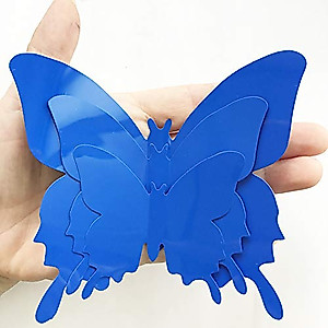 3D Royal Blue Butterfly Wall Stickers 24 pcs Removable Mural Stickers Wall Stickers Decal for Home and Room Decoration Kids Room Bedroom Decor Living Room Sticker (Dark Blue)