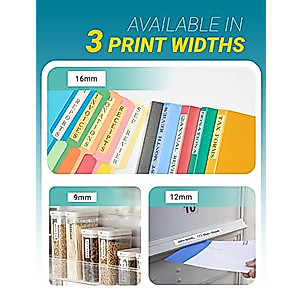 Makeid E1 Label Maker - Bluetooth Compatible Thermal Printer - QWERTY Keyboard Portable Label Maker, 4.42" Large LCD Screen - Prints 9/12/16mm Waterproof Label Tapes - Includes 13.3' Tape, USB Cable