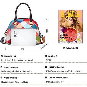 Eysee Tote handbag women Genuine Leather large capacity Multicolor for work, daily life and shopping (Multicolor 9)